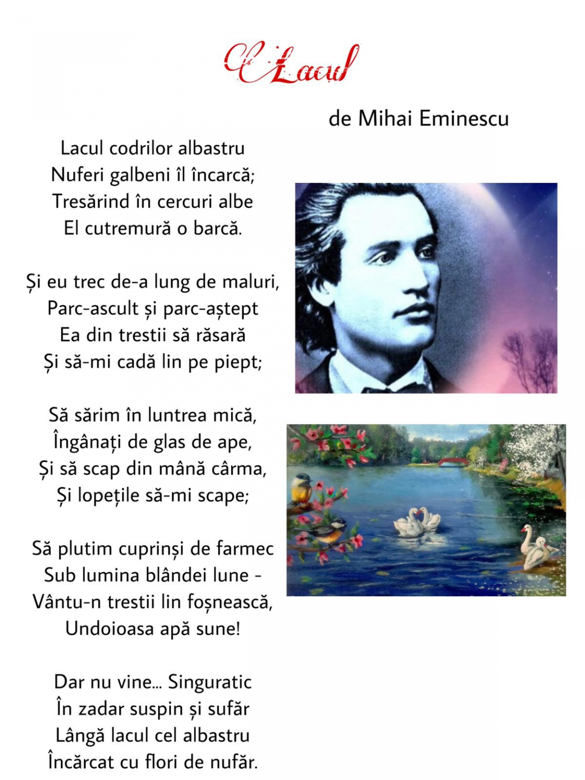 Proiect tematic – Dor de EMINESCU : Colegiul National Ecaterina ...